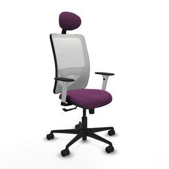 Piqueras y Crespo Arbeitsstuhl Zulema mit wei&szlig;en und schwarzen Armlehnen, h&ouml;henverstellbarer Lendenwirbelst&uuml;tze und festem Kopfteil, ausgestattet mit 3 Positionen, Wei&szlig;