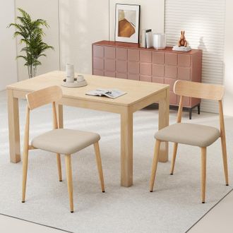 Giantex Esszimmerst&uuml;hle 2er Set, K&uuml;chenstuhl gepolstert, Essst&uuml;hle mit geschwungener R&uuml;ckenlehne, Esstisch St&uuml;hle mit verstellbaren F&uuml;&szlig;en, armloser Essstuhl, 