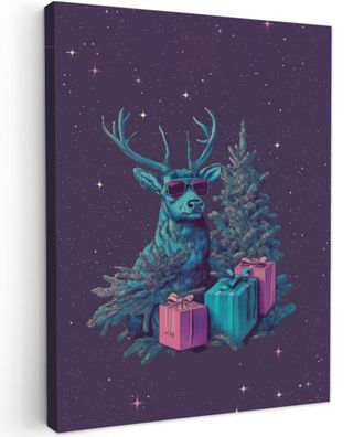 MuchoWow &copy; Weihnachtsdeko Leinwandbilder 60x80 cm Wall Art Decoration Bilder Weihnachtsgeschenke f&uuml;r die Wand Deko Canvas Painting Wanddekoration Wohnzimmer Re