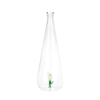 Balvi Bouteille Botanical Lily Couleur Blanc Fabriqu&eacute;e &agrave; la Main en Borosilicate Verre 1 L