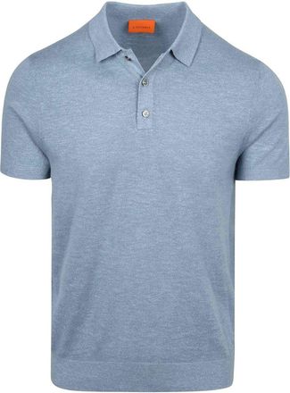 Suitable Knitted Polo Cotton Linen Bleu