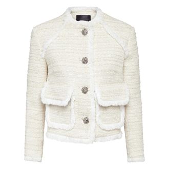 Philipp Plein Femme, Vestes, Beige, Taille: 38 FR Veste Boucl&eacute; Broderie
