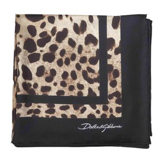 Dolce & Gabbana Foulard aus Seidentwill mit Leopardenmuster - - Accessories - Damen - Mehrfarbig - ONE SIZE