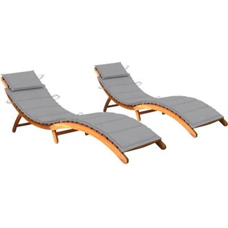 vidaXL Sonnenliegen 2 Stk. mit Auflagen Massivholz Akazie vidaXL