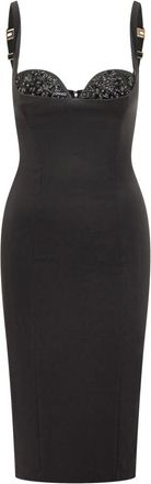 Elisabetta Franchi Femme, Robes, Noir, Taille: 36 FR Robe L&eacute;g&egrave;re en Cr&ecirc;pe avec Cristaux