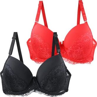Generic Lot de 2 bretelles de soutien-gorge sexy gros serr&eacute; classique couleur unie bretelles r&eacute;glables soutien-gorge d&eacute;contract&eacute; confortable respirant a&eacute;robic
