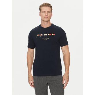 Tommy Hilfiger T-Shirt Multi Flags MW0MW38616 Dunkelblau Regular Fit