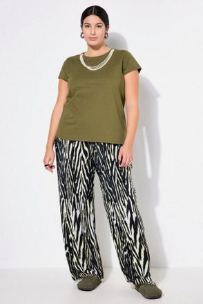 STUDIO UNTOLD Schlupfhose Hose Wide Legs High Waist Plissee Animalmuster