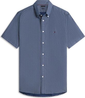 Tommy Hilfiger Kurzarmhemd aus Baumwolle und Leinen mit Print, Regular Fit in