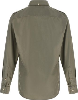 Brunello Cucinelli Chevron Cotton Shirt - Olive