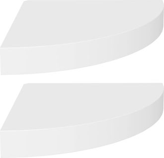 Generic vidaXL 2X Eckregal Schweberegal Wandregal B&uuml;cherregal CD DVD Regal Wandboard H&auml;ngeregal Wand Dekoregal Freischwebend Wei&szlig; 25x25x3,8cm MDF