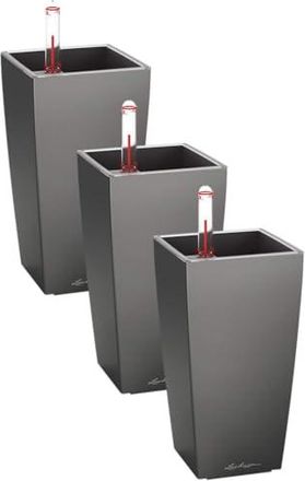 Lechuza MINI-CUBI Tischgefäß, Anthrazit Metallic, Hochwertiger Kunststoff, Inkl. herausnehmbarer Pflanzeinsatz, für Innenraumbegrünung geeignet, 18123, 9x9x18