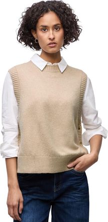 Street One Damen 3017017 Ärmelloser Pullover, Sanded beige Mel, 40