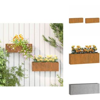vidaXL Jardini&egrave;res murales 2 pcs Rouill&eacute; Acier corten 53x10x17 cm - Jardiniere Murale - Jardinerie - Pot De Fleurs Ext&eacute;rieur - Acier Corten - Decoration
