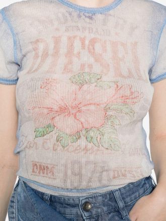 Diesel Floral Print Cotton T-Shirt - Blue