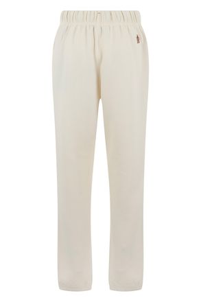 Moncler Womens High-Waisted Track Trousers Cream Polyester Pants