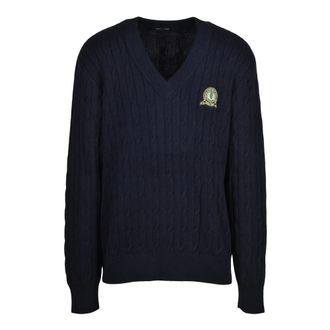 Fred Perry Homme, Pulls, Bleu, Taille: 2XL Pull Col en V en maille torsad&eacute;e