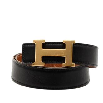 Herm&egrave;s Ceinture Vintage H Boucle Pr&eacute;-poss&eacute;d&eacute;e - Femme - Pre-owned - Noir - Taille: ONE Size
