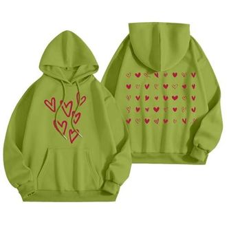 Generic Sweat &agrave; capuche imprim&eacute; tendance pour la Saint-Valentin 2026, Vert, XXL