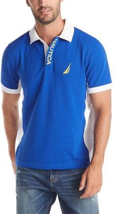Nautica Short Sleeve Color Block Performance Pique Polo Shirt, Cobalt Lumineux, XXL Homme