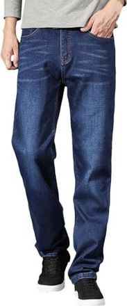 Generic Jean thermique doubl&eacute; en polaire pour homme - Jambe droite - Pantalon de neige chaud - Confortable et durable - Extensible, bleu, 44