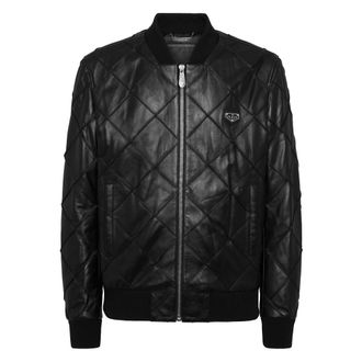 Philipp Plein Homme, Vestes, Noir, Taille: L Leather Bomber LS