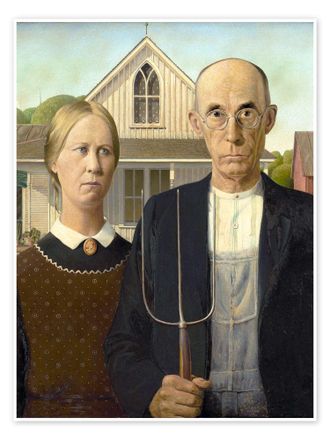 Posterlounge American Gothic Poster von Grant Wood 50 x 70 cm Wandbilder Wanddeko