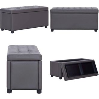vidaXL Ottoman mit Stauraum 87,5 cm Grau Kunstleder - Sitztruhe - Aufbewahrungsbox - Wohnzimmer Dekoration - Couchtisch Alternative - Graue M&ouml;bel - Home &