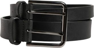 Dolce & Gabbana Femme, Accessoires, Noir, Taille: ONE Size Ceinture &agrave; Double Sangle en Cuir avec Boucle Argent&eacute;e