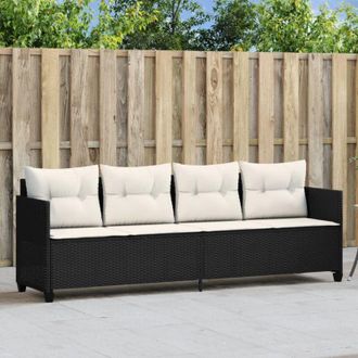 vidaXL Sonnenliege mit Kissen Schwarz Poly Rattan vidaXL65649