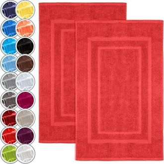NatureMark Lot de 2 Tapis de Bain en 100% Coton, 50 x 80 cm, Rouge