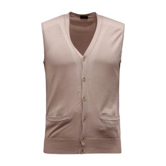 Paolo Pecora Pus13101M61 &Auml;rmelloser Seiden-/Baumwollpullover - - Jackets - Herren - Beige - S