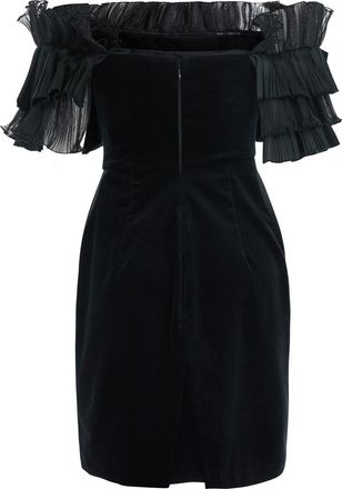 Elisabetta Franchi Ruffled Off-Shoulder Mini Dress - Black