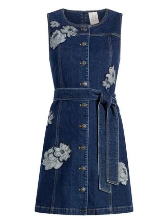 Cinq à Sept robe courte Marsha à fleurs appliquées - Bleu