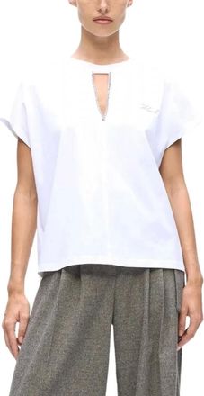 Karl Lagerfeld Femme, Tops, Blanc, Taille: 36 FR T-shirt Relax Coupe D&eacute;contract&eacute;e Orn&eacute;
