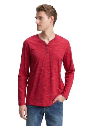 Tom Tailor Herren 1047787 Serafino Langarmshirt, 38850-Samba Red Multi Inject, M