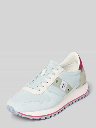 Blauer Sneaker aus Leder-Mix mit Logo-Patch Modell Millen