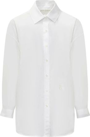 Palm Angels Femme, Blouses et Chemises, Blanc, Taille: 38 FR Chemise Monogramme Brod&eacute;