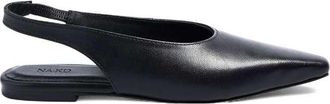NA-KD Leder-Slingback-Ballerinas in Schwarz
