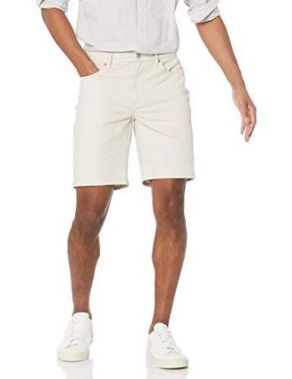 Amazon Essentials Short à 5 Poches, Textile Extensible, Entrejambe de 22,8 cm, Coupe cintrée Homme, Gris Pierre, 33W