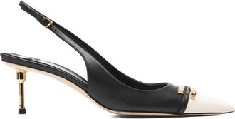 Elisabetta Franchi Femme, Chaussures, Noir, Taille: 39 EU Escarpins Slingbacks Bicolores en Cuir