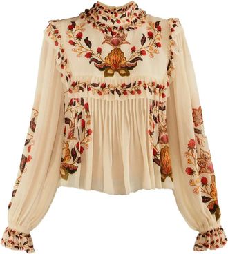 Farm Rio Bluse mit Blütenmuster - Nude