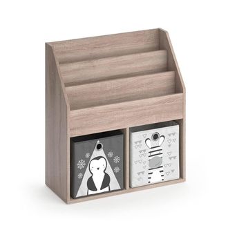 Vicco Kinderregal Sonoma Luigi mit 2 Faltboxen Opt.2-72x79x31 cm hergestellt aus Spanplatte - B&uuml;cherregal f&uuml;r Familien mit Kids, Cleveres M&ouml;bel f&uuml;r kreative