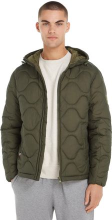 Tommy Hilfiger Herren Steppjacke mit Kapuze, Mehrfarbig (Army Green), XXL