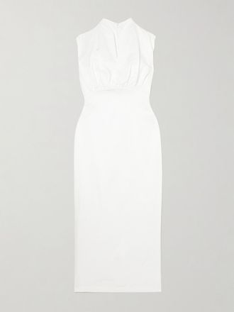 D'Estr&euml;e Paris Paz Midikleid Aus Strukturiertem Webstoff Mit Raffungen - Wei&szlig;