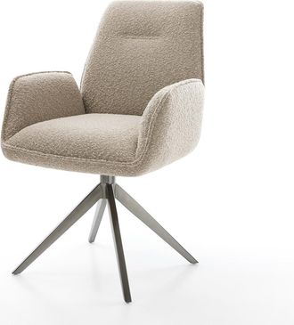 DELIFE Drehstuhl Zoa-Flex Boucl&eacute; Schlamm Kreuzgestell breit Graphit 360&deg; drehbar Wippfunktion Taschenfederkern, Esszimmerst&uuml;hle