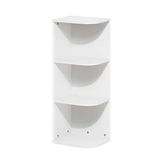 Furinno Pasir Bibliothèque dangle ouverte à 3 niveaux, Blanc, 3-Tier Corner