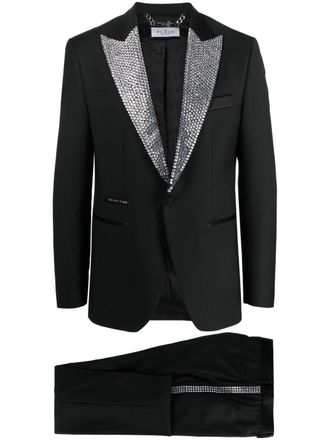 Philipp Plein smoking &agrave; ornements en cristal - Noir