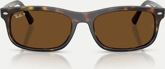 Ray-Ban Rb2224 - Lunettes de soleil rectangulaires &agrave; verres polaris&eacute;s marron - Havane