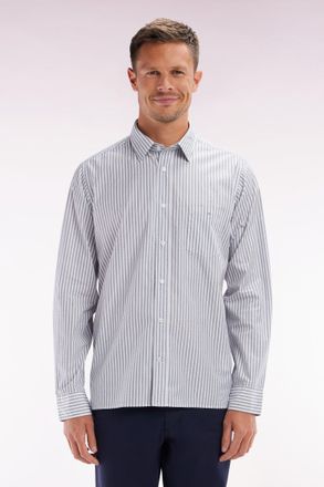 Eden Park Chemise En Coton &Agrave; Rayures Bleu Fonc&eacute; Coupe Droite